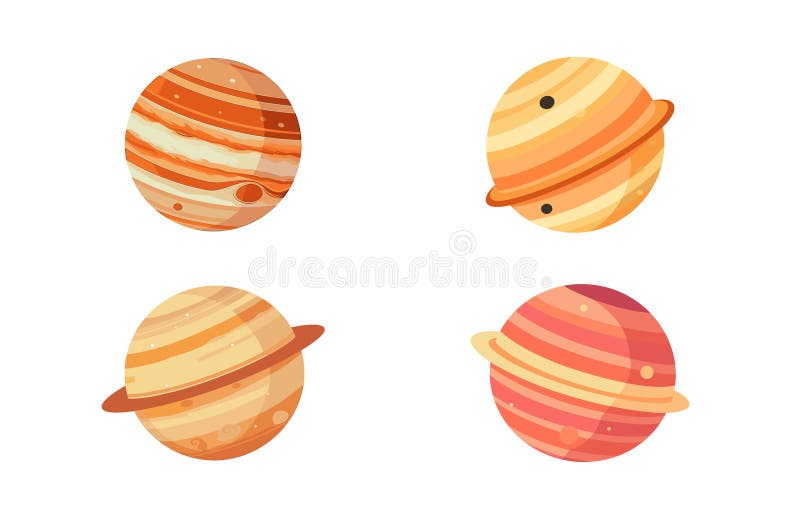 Jupiter Planet Space Illustration Set, Jupiter Planet Vector Set Stock ...