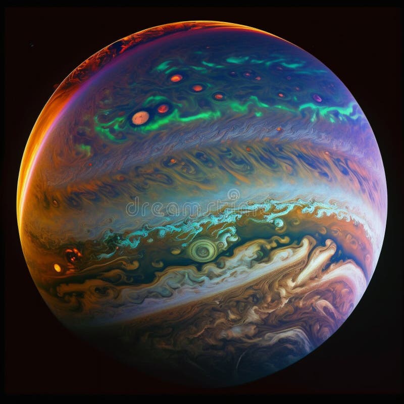 Jupiter Planet Surface Illustration on Black Background Stock ...