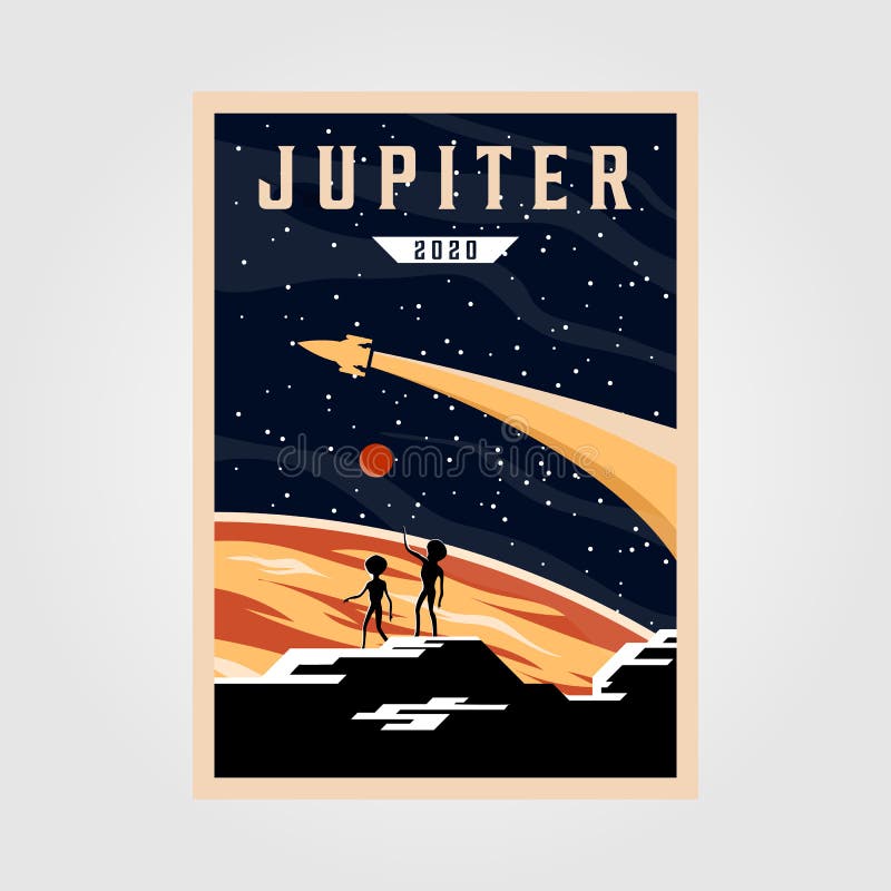 Jupiter Poster Background Illustration, Space Vintage Poster Vector ...