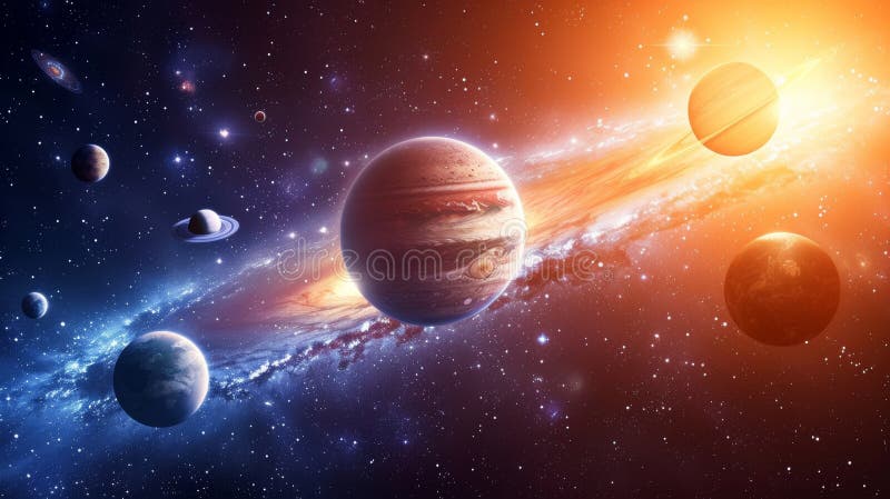 Jupiter in the Solar System Planets and the Milky Way Galaxy on a ...
