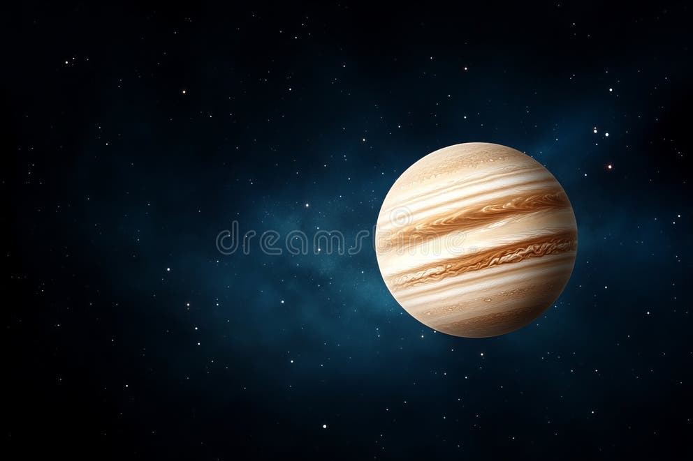 Jupiter in Space Against a Starry Night Sky Stock Illustration ...