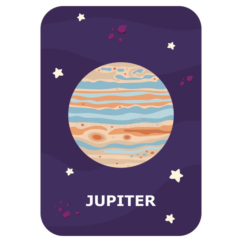 Jupiter. Vector Space Flash Card Stock Vector - Illustration of ...