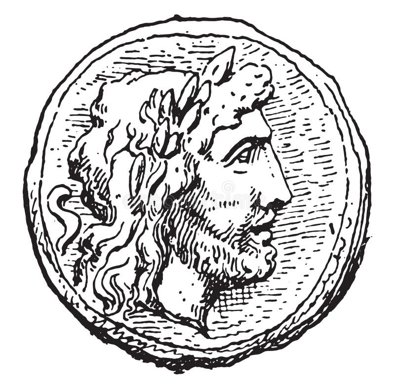 Jupiter, vintage engraving stock vector. Illustration of drawing ...