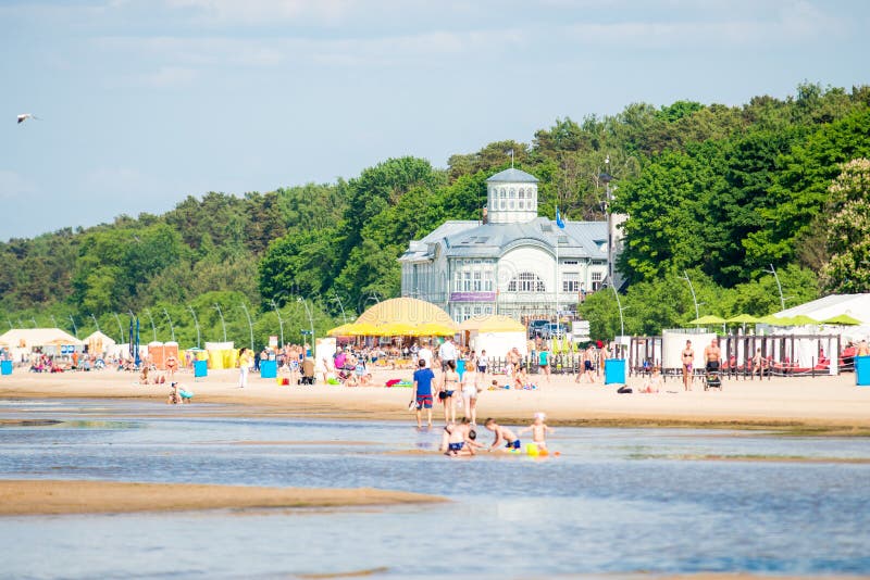 Jurmala beach editorial stock photo. Image of spring - 75414593