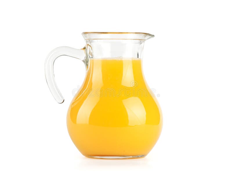 Cruche Et Verre Avec Le Jus D'orange D'isolement Sur Le Blanc Image ...