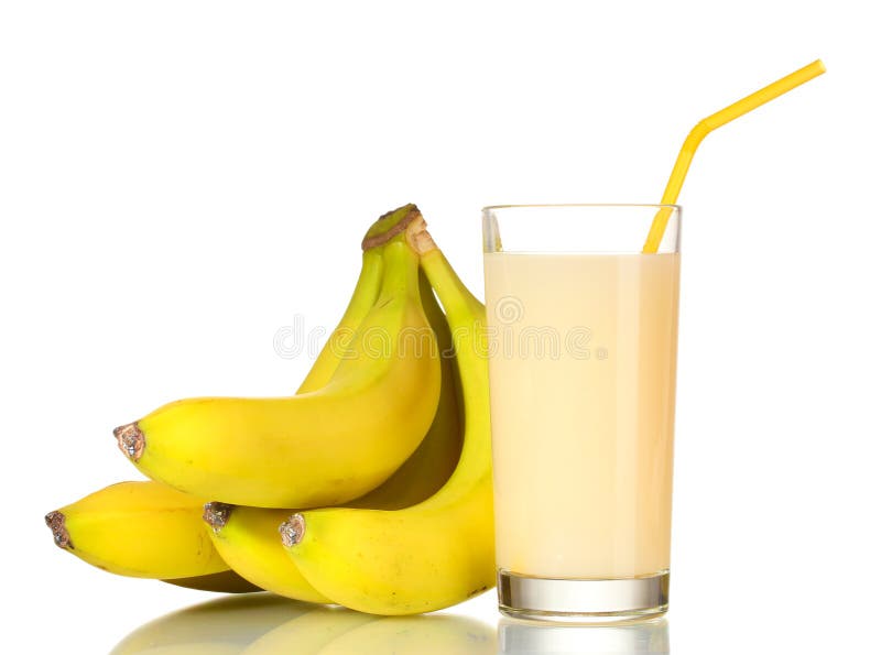 Jus De Banane Dans Des Deux Tasses Sur Une Table Jaune Avec Une ...