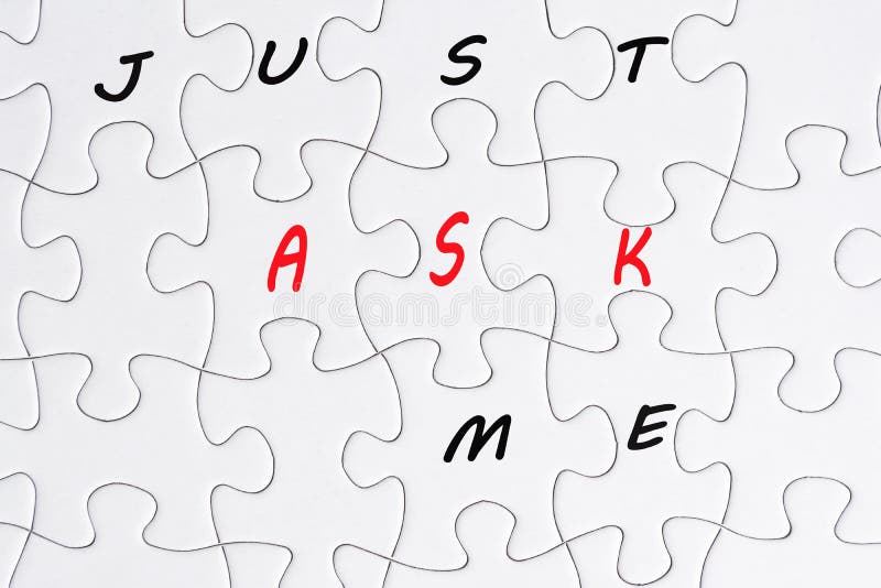 Just Ask Me Text on Puzzle Pieces. Question and Ask Concept. Stock ...
