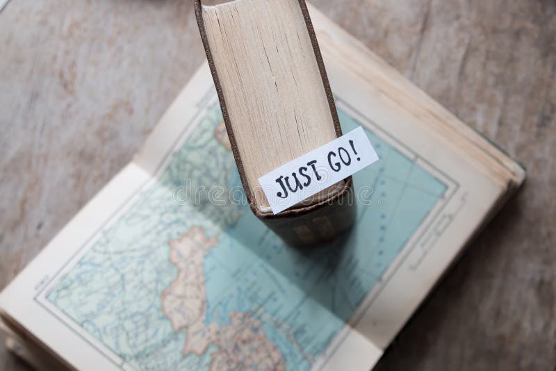 Just go text. stock photo. Image of trip, adventure, card - 56686482