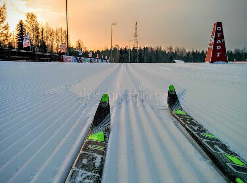 Fresh ski track editorial photography. Image of winter - 134559142