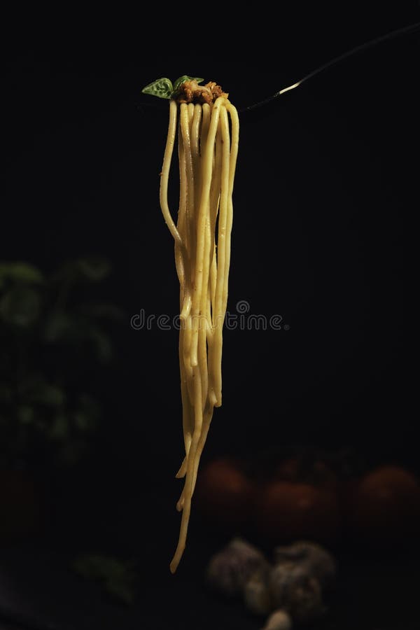 Just a Little Bite of Spaghetti Stock Image - Image of italian, green ...