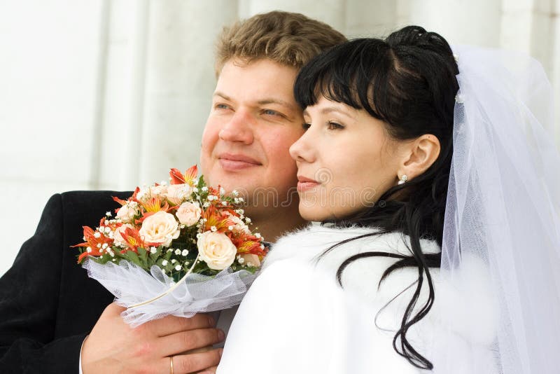 Just married stock image. Image of marriage, cute, bouquet - 4886113