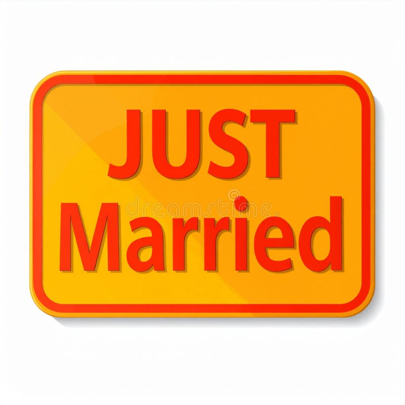 Just Married Announcement Sign: Orange and Red Text Stock Illustration ...