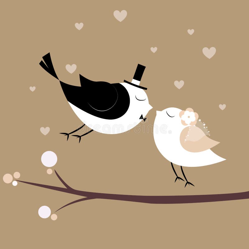 Wedding Card; Groom Bird Giving a Flower Stock Vector - Illustration of ...