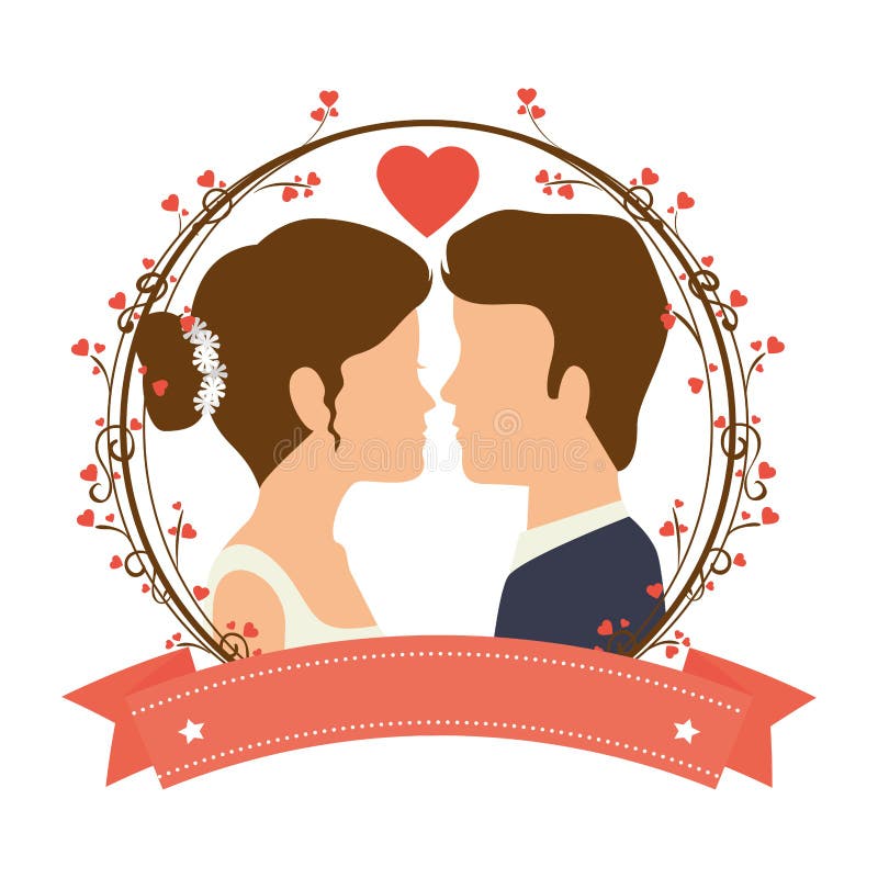 Just married couple card stock illustration. Illustration of marriage ...