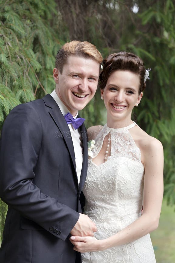 Just Married Couple Laughing Stock Photo - Image of portrait, female ...