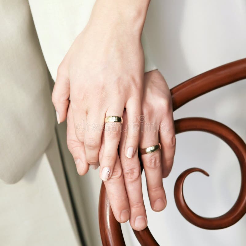 Just Married Couple Showing Up Their Rings Stock Image - Image of ...