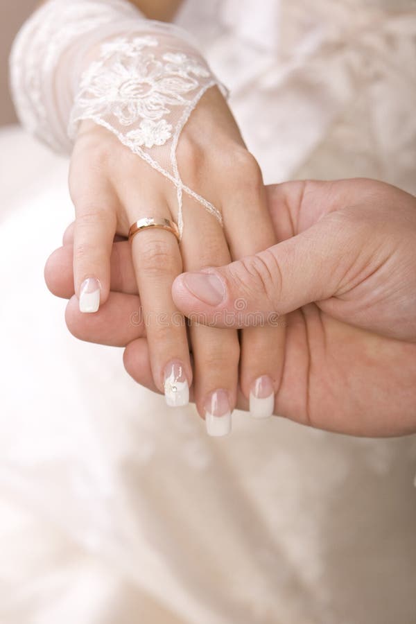 Just Married Couple Showing Up Their Rings Stock Image - Image of gold ...