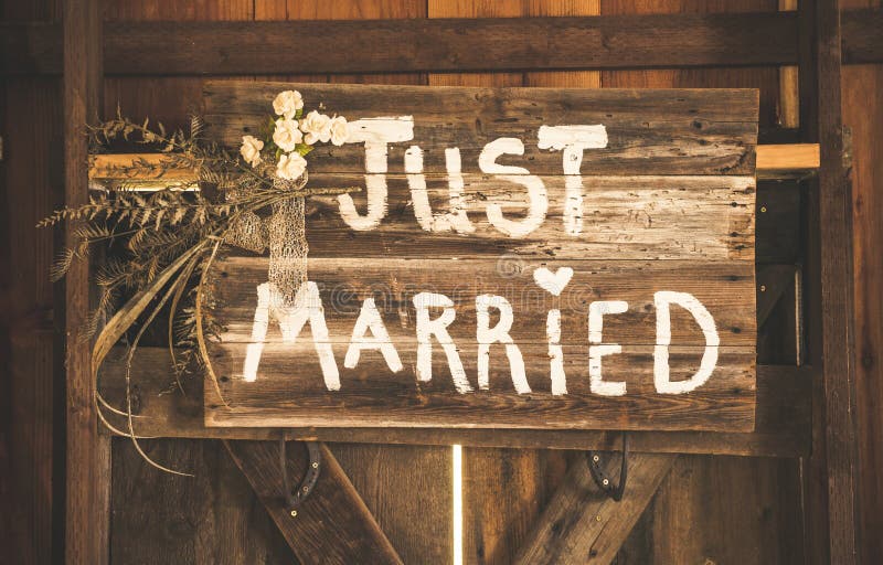 Just Married Sign stock photo. Image of decorate, celebration - 91695526