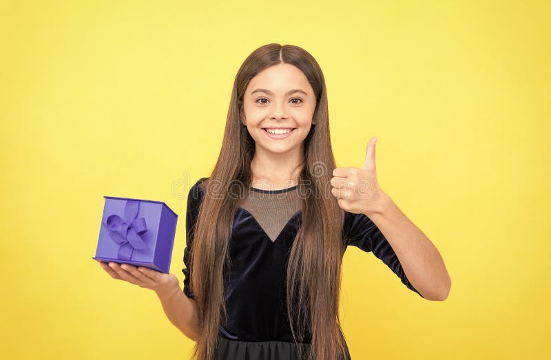 This is Just Perfect. Happy Teen Girl Hold Small Present Box. Surprised ... This is Just Perfect. Happy Teen Girl Hold Small Present Box. Surprised ...