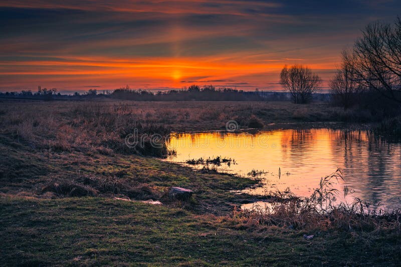 Sunrise on river stock photo. Image of landscape, river - 125828868
