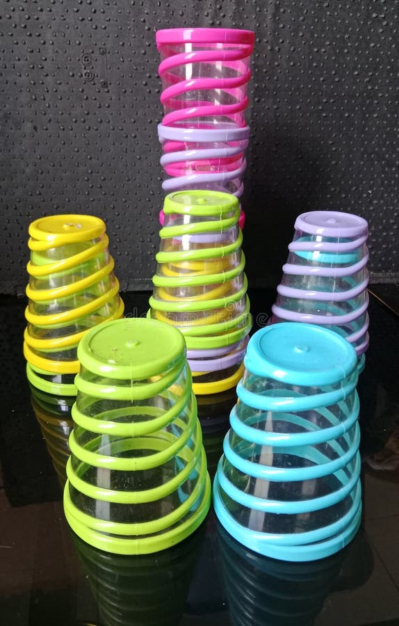 This is Just a Pile of Unique Plastic Cups Stock Image - Image of ...