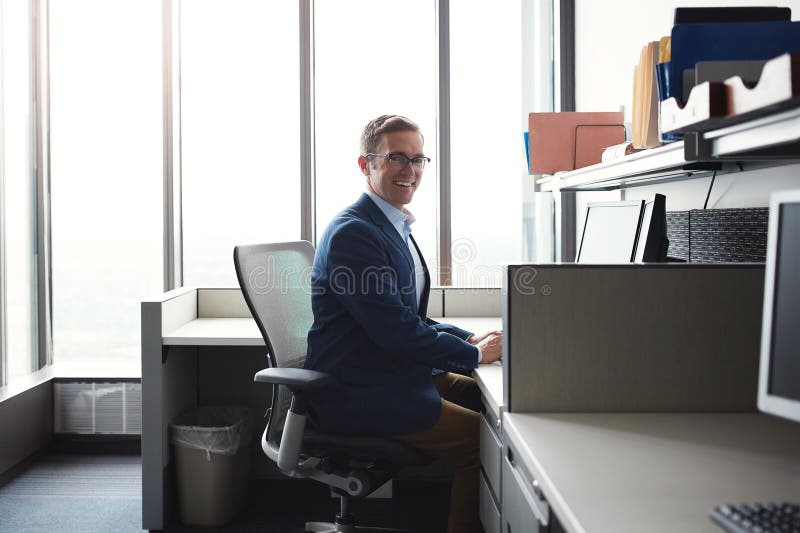 Just Sending Out a Few Emails before the Day Ends. a Businessman ...