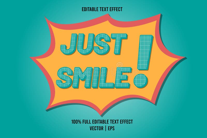 Just Smile! Editable Text Effect Blue Color Stock Vector - Illustration ...