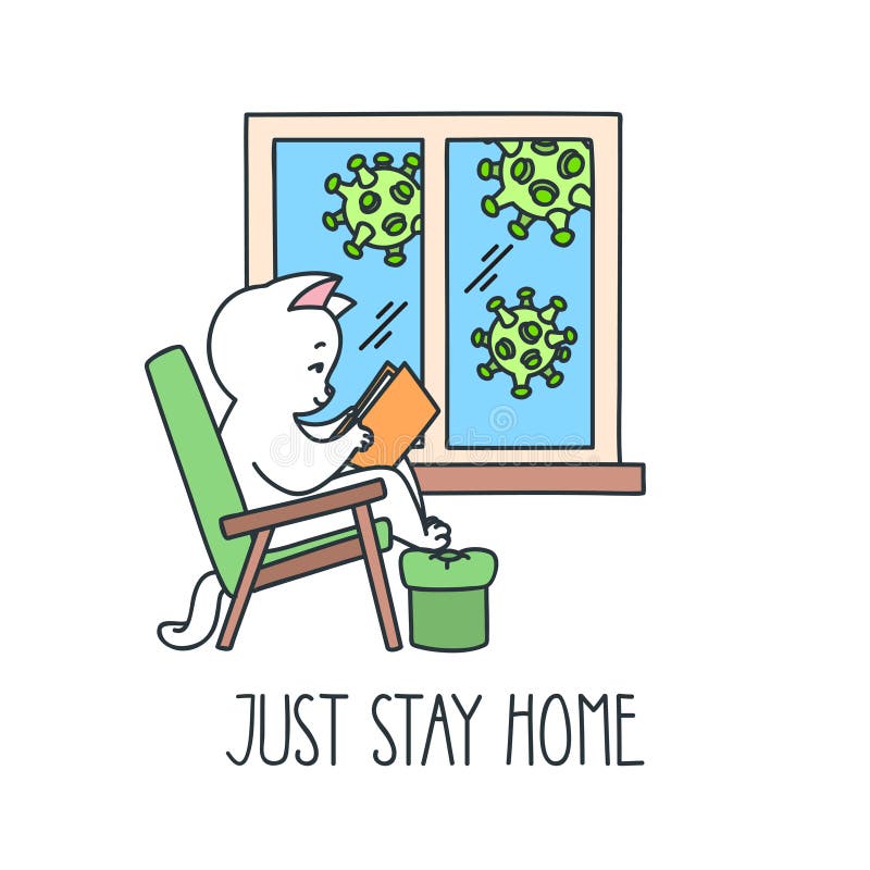 Just Stay Home stock vector. Illustration of outlined - 178966751