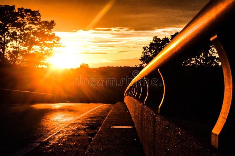 Just a Sunset on the Bridge Stock Photo - Image of beautiful, sunset ...