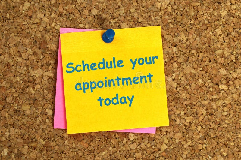 Schedule Appointment Today Postit on Corkboard Stock Image - Image of ...