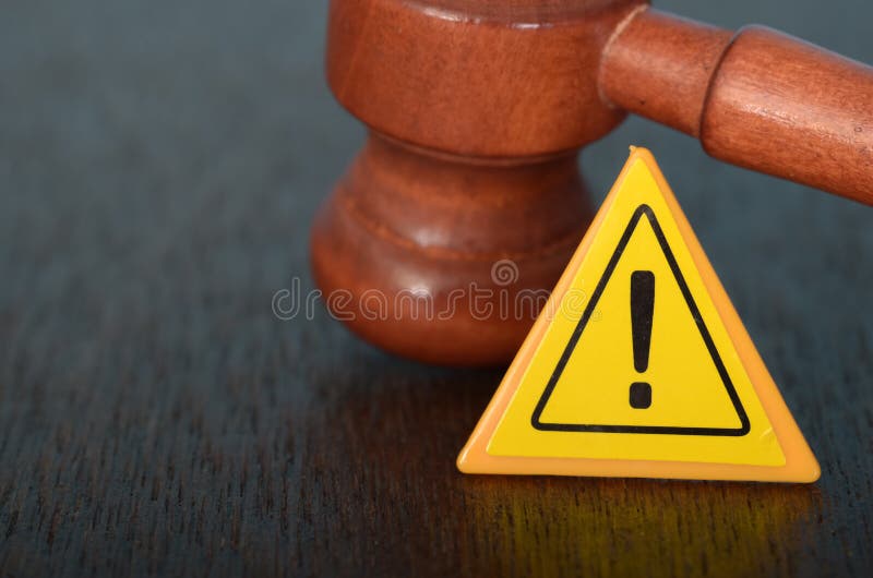 Justice in Action: the Gavel and Warning Sign Symbols of Authority and ...