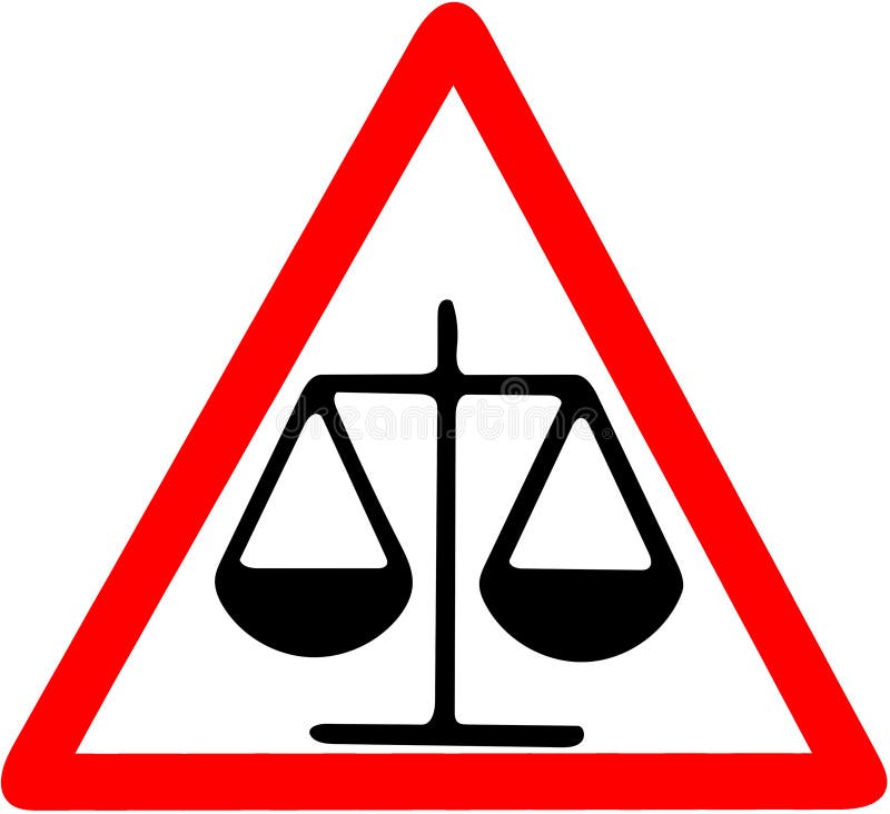 Justice Area Caution Triangle Warning Red Road Sign on White Background ...
