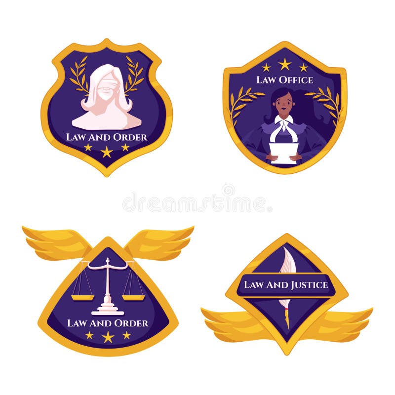 Justice Badges in Flat Design Stock Illustration - Illustration of ...