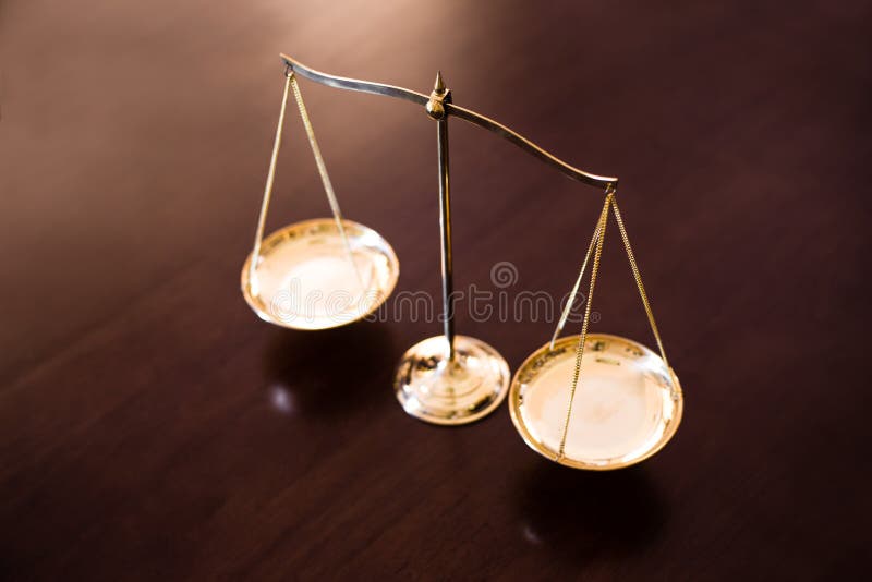 Justice Balance on Wooden Table Stock Image - Image of concept, chain ...