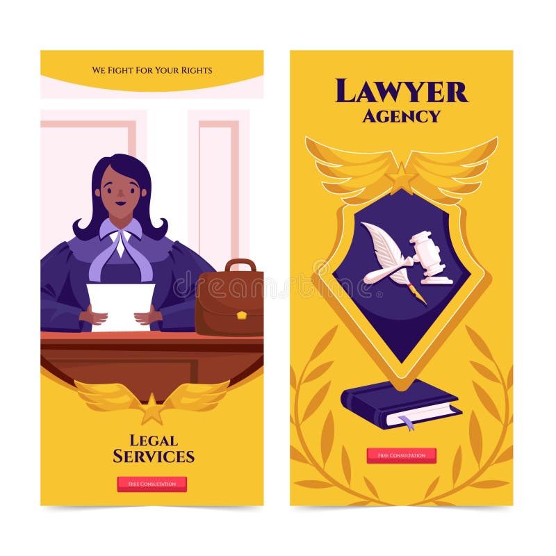 Justice Banners in Flat Design Stock Illustration - Illustration of ...