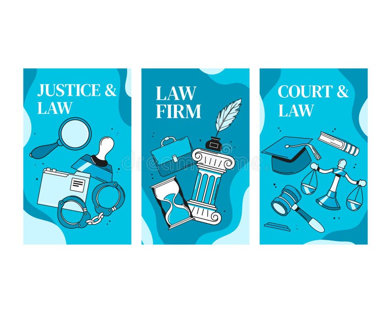 Justice Banners in Hand Drawn Design Stock Illustration - Illustration ...