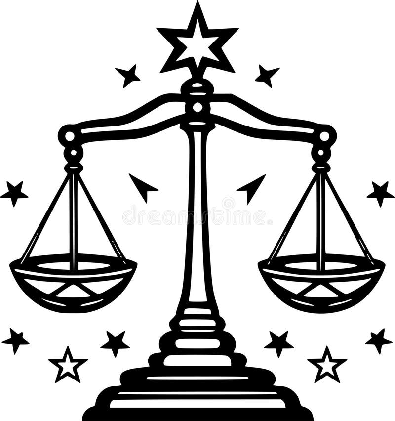 Justice - Black and White Isolated Icon - Vector Illustration Stock ...