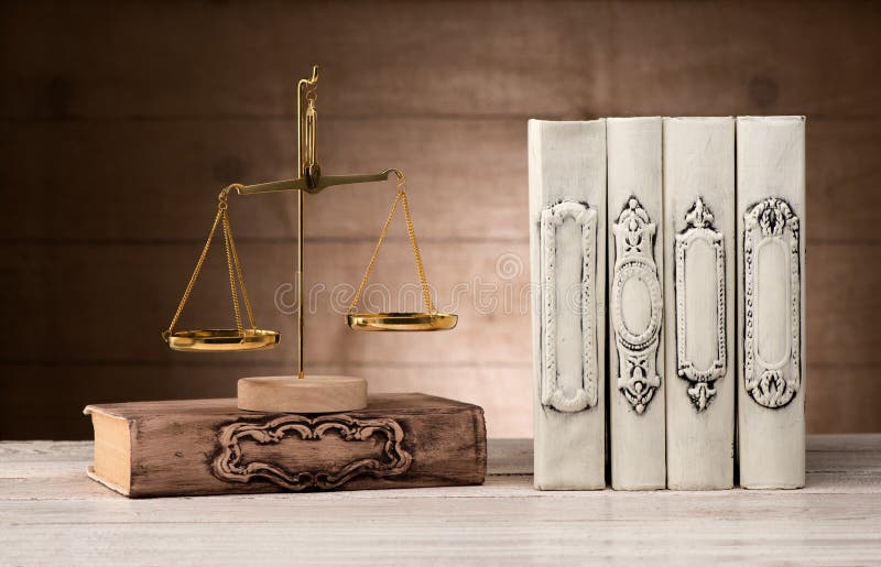 Books and Scales of Justice Stock Photo - Image of sentence, gold ...
