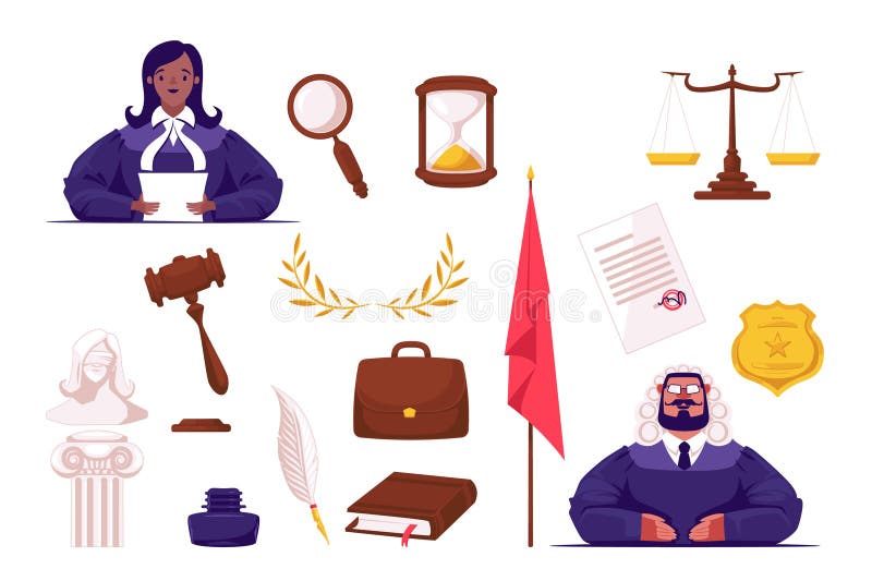 Justice Elementsin Flat Design Stock Illustration - Illustration of ...