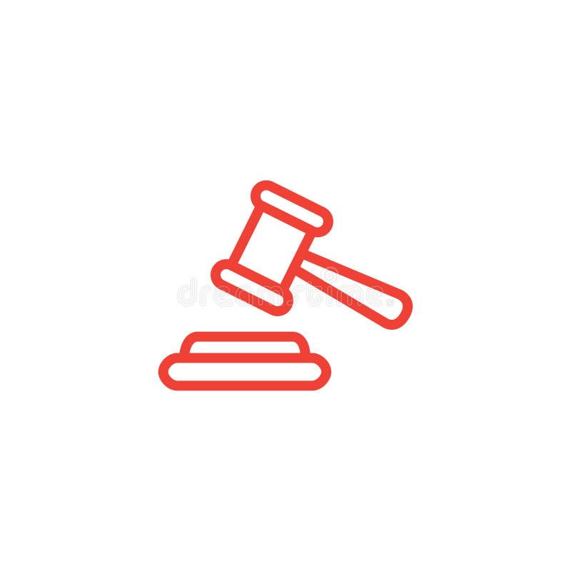 Justice Gavel Icon on Red Background. Red Flat Style Vector ...