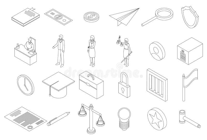 Justice Icons Set Vector Outline Stock Vector - Illustration of witness ...