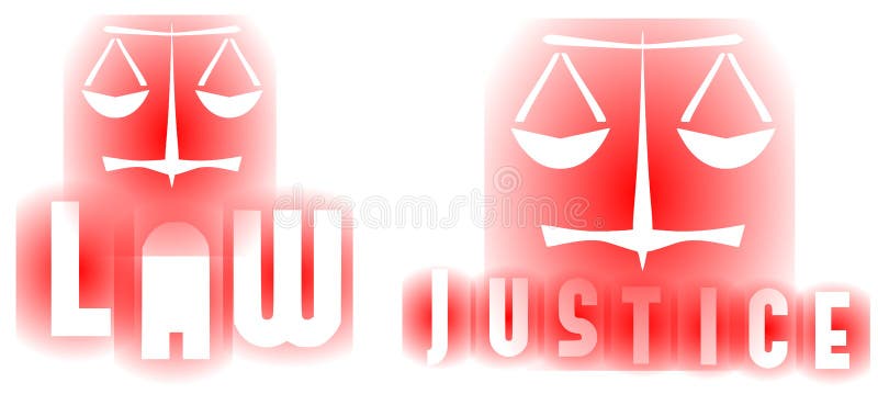 Set of Justice Illustrations with Scales in Red Stock Image ...