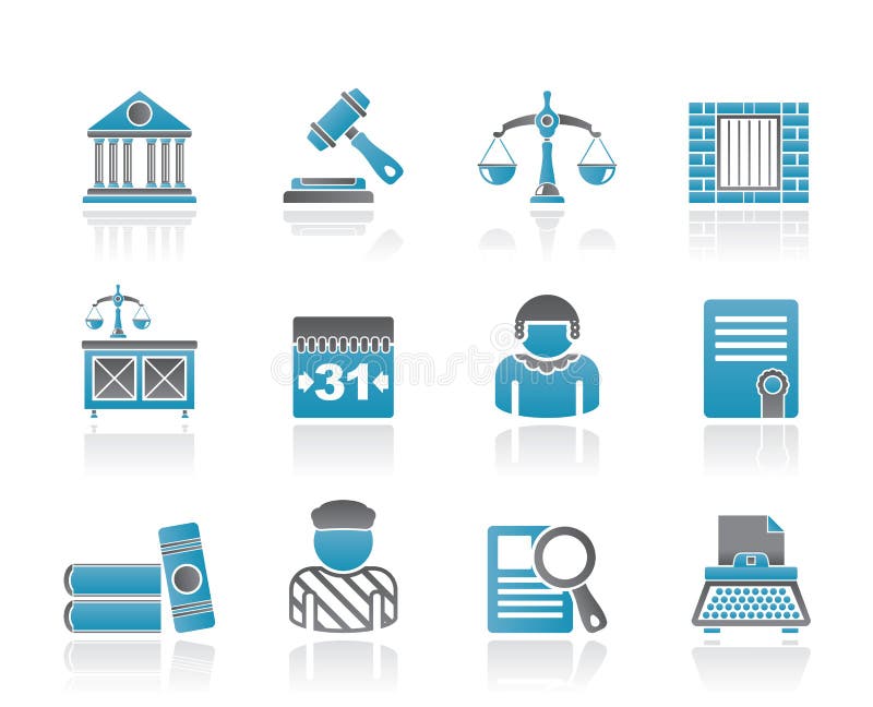Justice and Judicial System Icons Stock Vector - Illustration of people ...