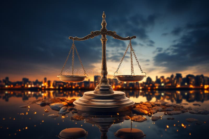 Justice and Law Concept. Scales of Justice on the Background of the ...