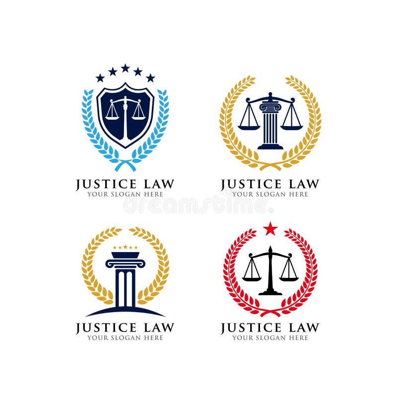 Justice Law Emblem Logo Design Template Stock Vector - Illustration of ...