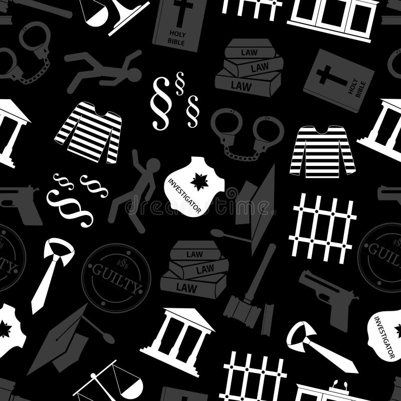 Justice and Law Gray Seamless Pattern Stock Vector - Illustration of ...