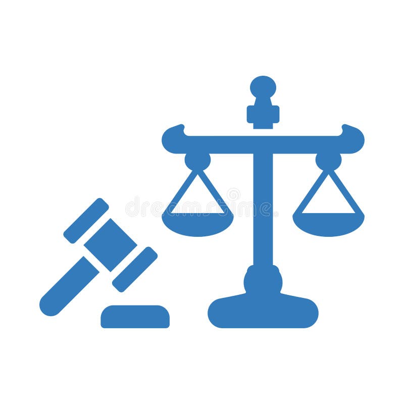 Gavel Icon, Law Hammer Symbol, Blue Color Stock Vector - Illustration ...