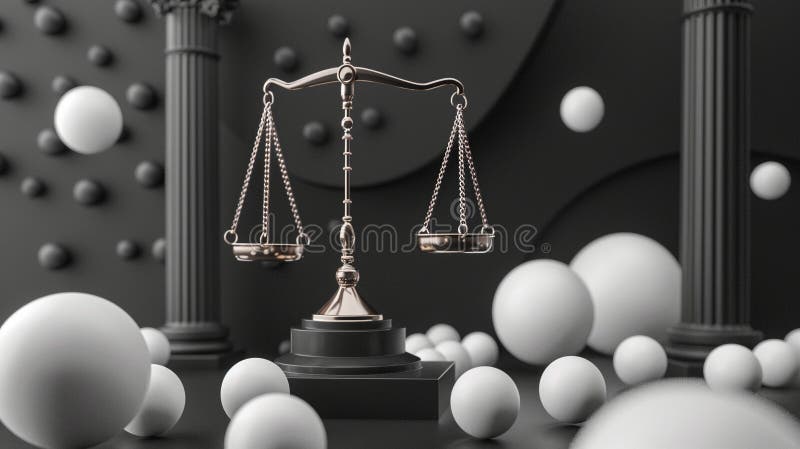 Justice Scale with Babbles and Columns Composition 3d Rendering Image ...