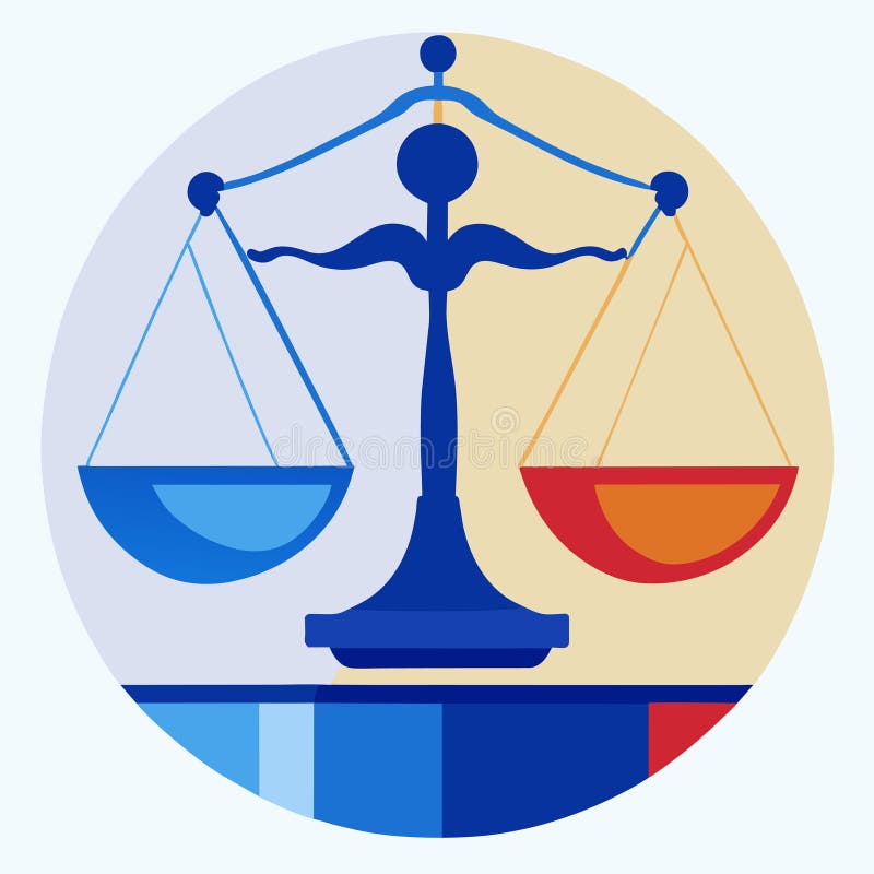 Justice Scale Icon. Vector Illustration in Flat Style on Blue ...