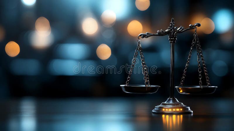 A Justice Scale Sits on a Dark Surface, Subtly Illuminated, Against a ...